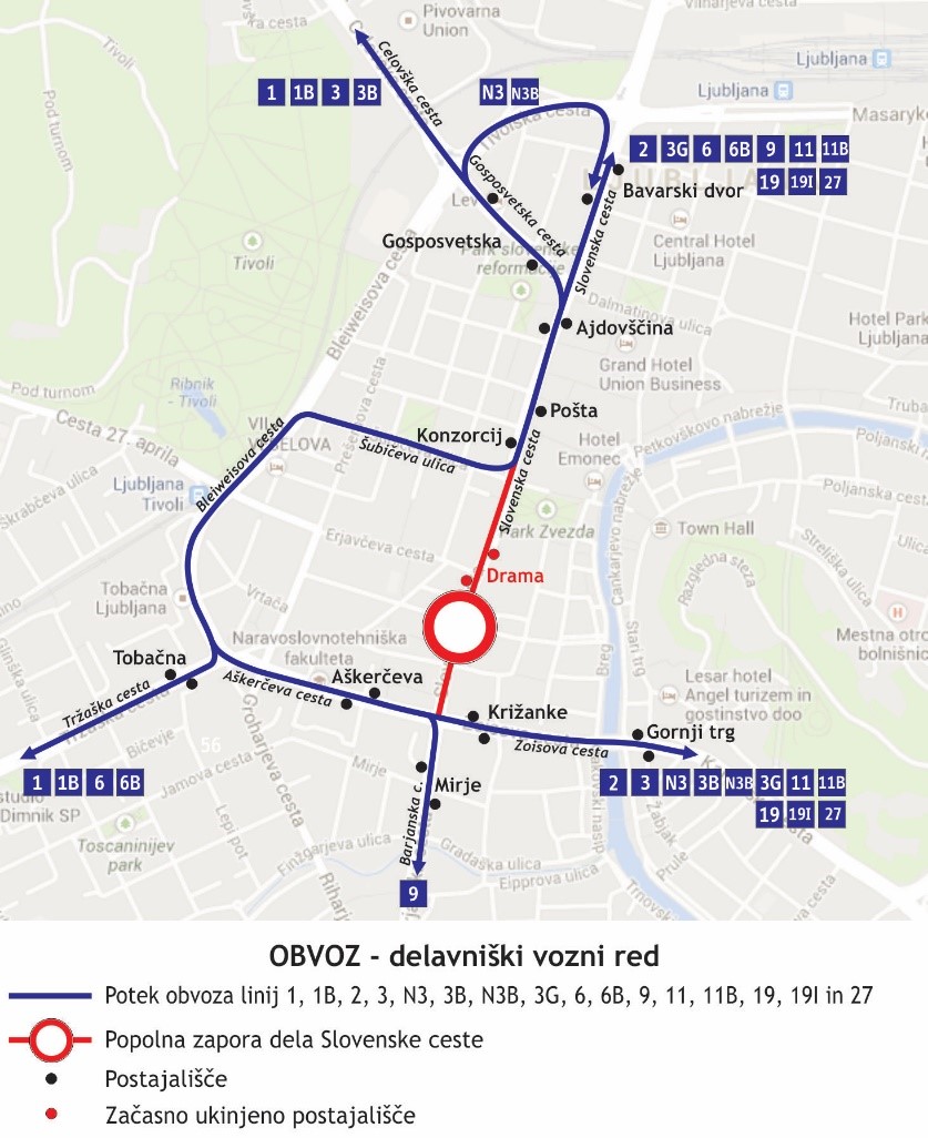 Linije LPP na obvozu | Ljubljanski potniški promet Linije LPP na obvozu | Ljubljanski potniški promet